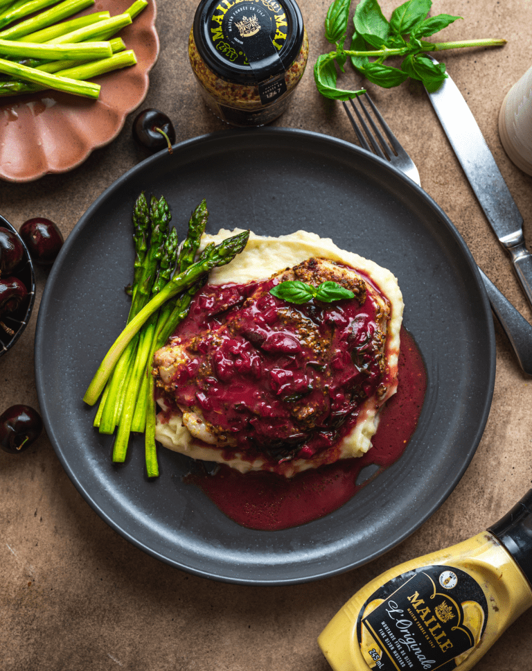 Mustard Pork Chops with Cherry Sauce | Teri-Ann Carty Recipes